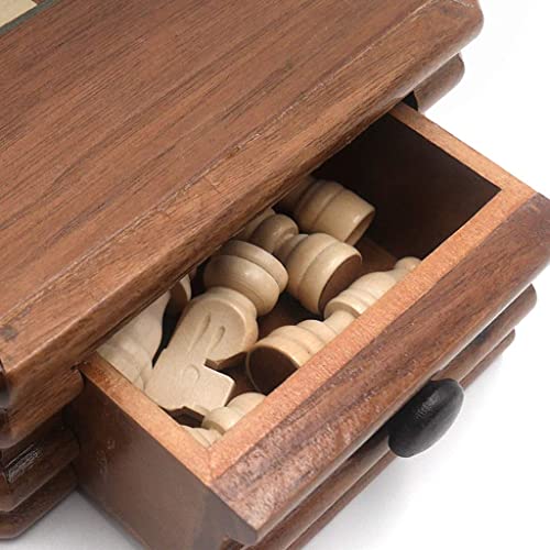 Chess Game 12.7x12. 7in Octagonal Wood with Storage Drawers Chess Set for Kids Adult Gifts Gift Package Gift
