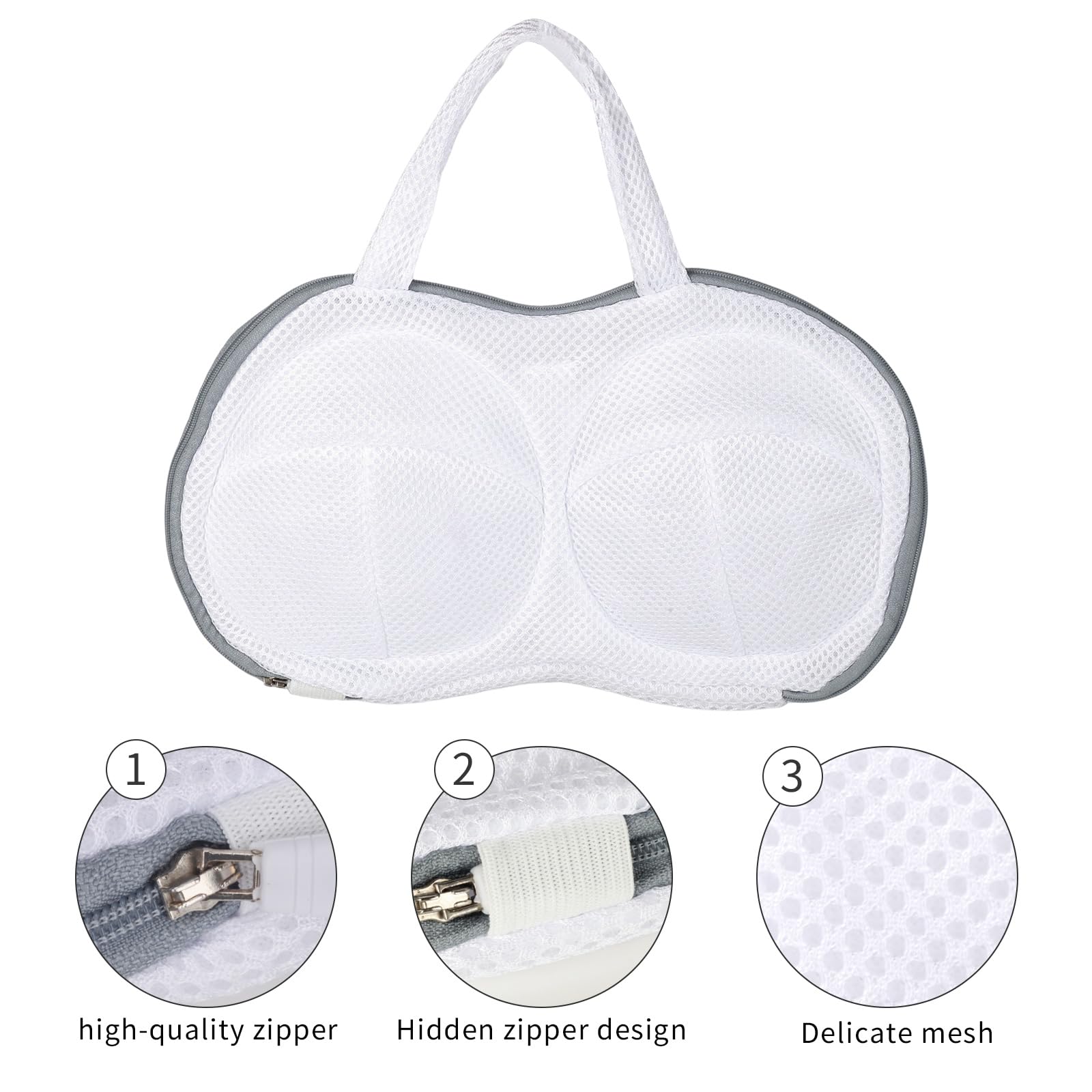 DESONAUT Bra Washing Bag,2Pcs bra laundry bags for Laundry Lingerie Underwear Brassiere Bag,Lingerie Bags with 3D Skeleton for Washing Machine Suitable for A-C Cup Sizes(Grey)