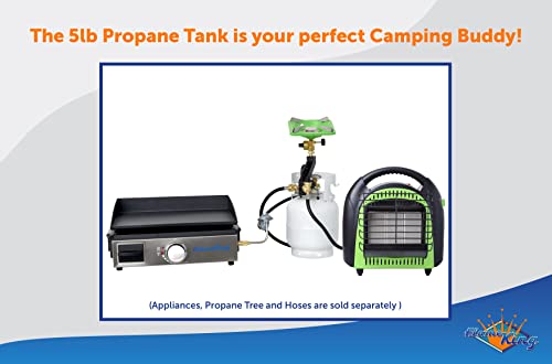 FLAME KING YSN5LB 5 Pound Propane Tank Cylinder, Great For Portable Grills, Fire Pits, Heaters And Overlanding, White