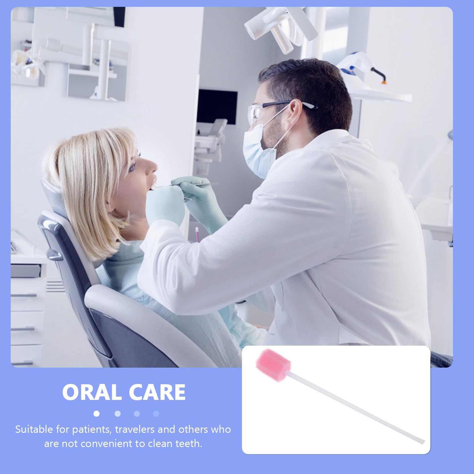 Disposable Oral Swabs 150Pcs - Mouth Swabs for Elderly, Adults & , Unflavored & Oral Care Sponge Swabs (Pink)