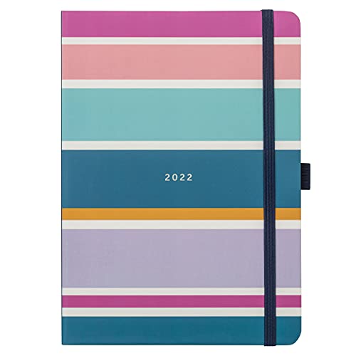 Busy B Busy Life Diary January to December 2022 - A5 Stripe Week to View Planner with Dual Schedules, Pen holder and Pockets