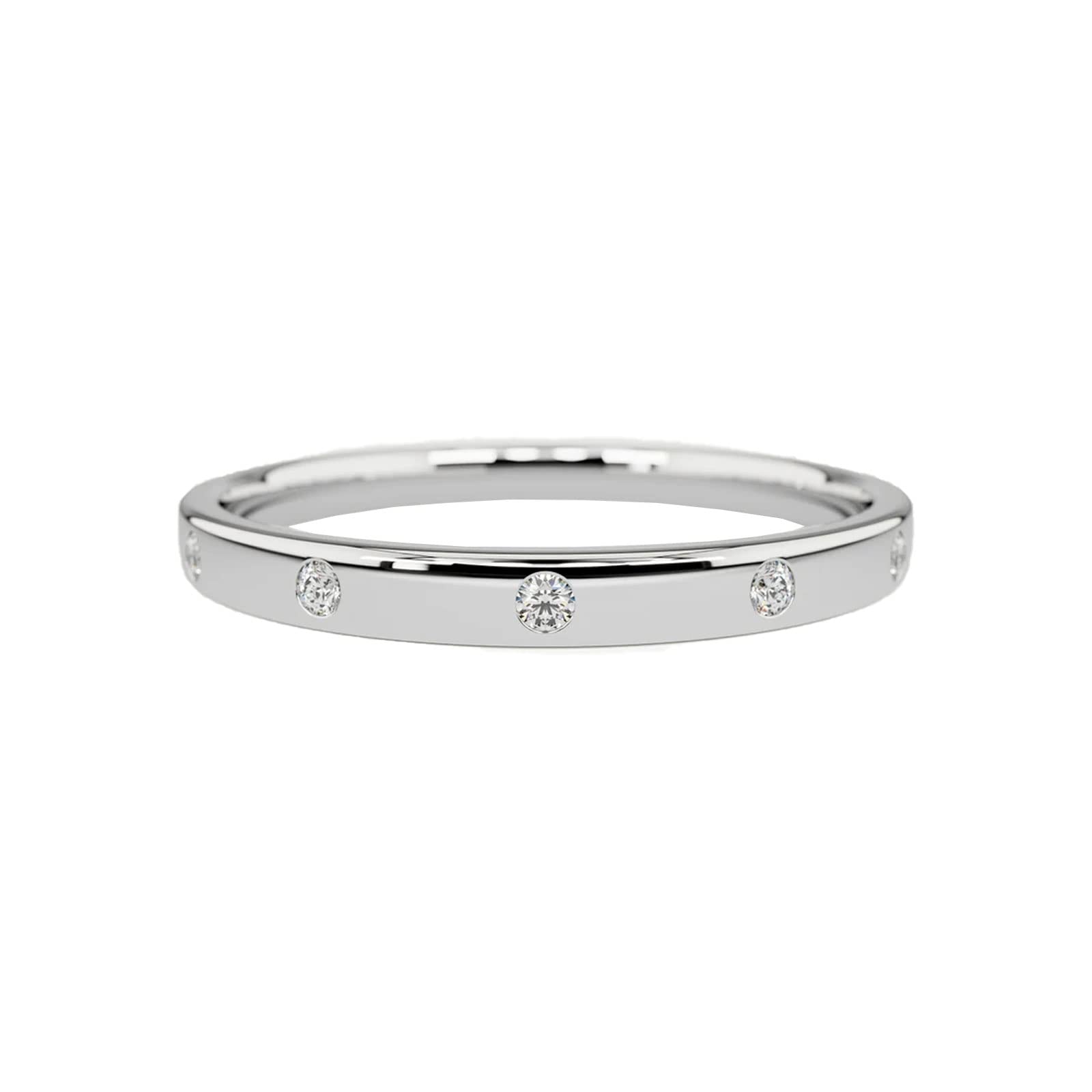 CTIEIP 0.05 Cttw Real Natural Diamond Wedding Band for Women in Sterling Silver Diamond Accent Band Jewelry Gift for Her(G-H Color, I2-I3 Clarity)