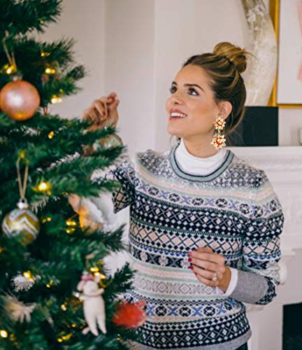 CEALXHENY Christmas Earrings for Women Xmas Gift Bow Earrings Present Bow Drop Dangle Earrings Holiday Accessory Gifts (Gold Gift Bow)