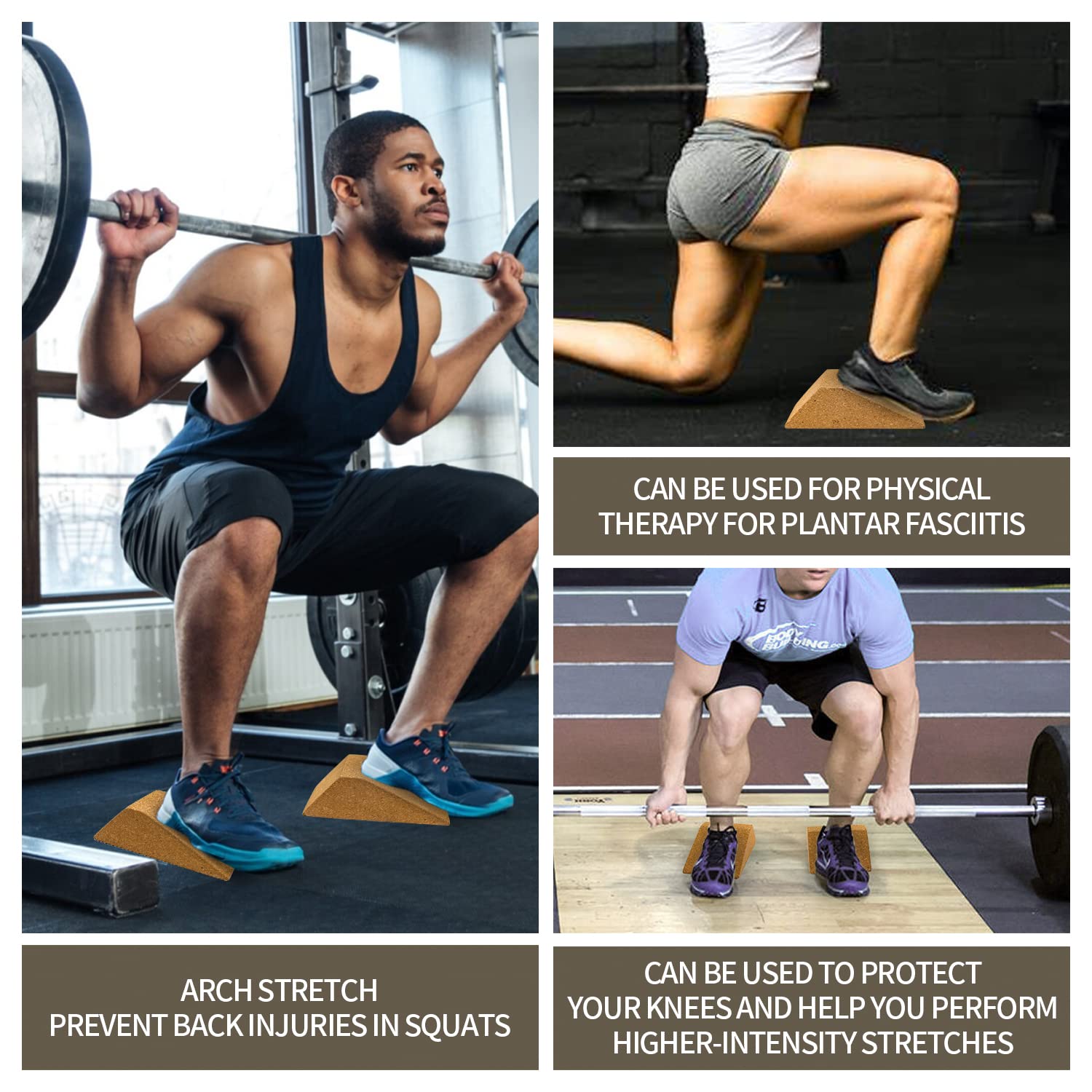 Cork Squat Wedge Block 2 Pack,Non Slip Professional Squat Wedge for Heel Elevated Squats and Calf Raises,Slant Board,Squat Ramp for Squat Weightlifting Yoga, Squat Platform for Spine Joint Protection