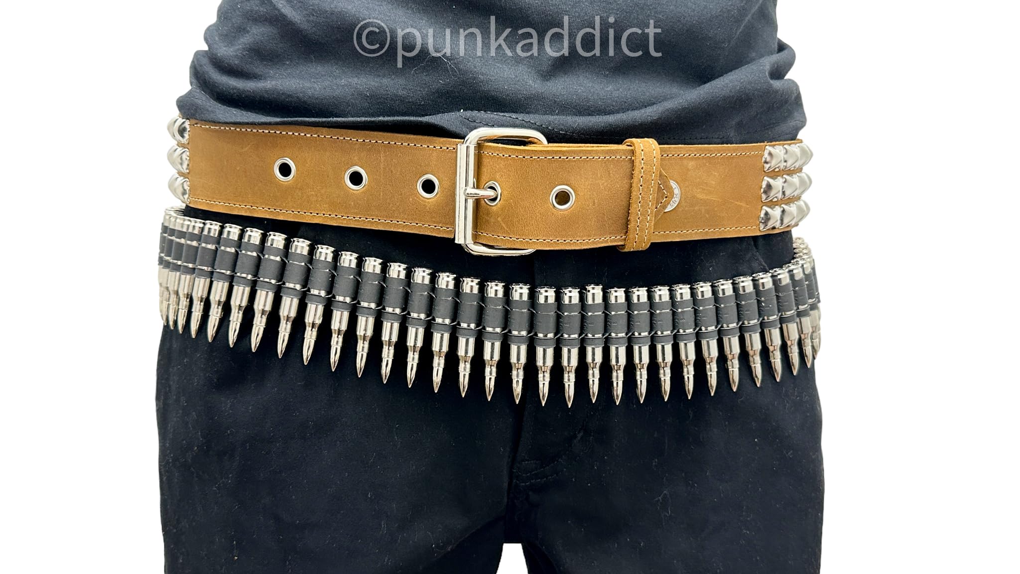 Bullet Belt .223 Caliber Nickel Shell Nickel Tip Defused Dummy Black Link 42" 90 Bullet Link