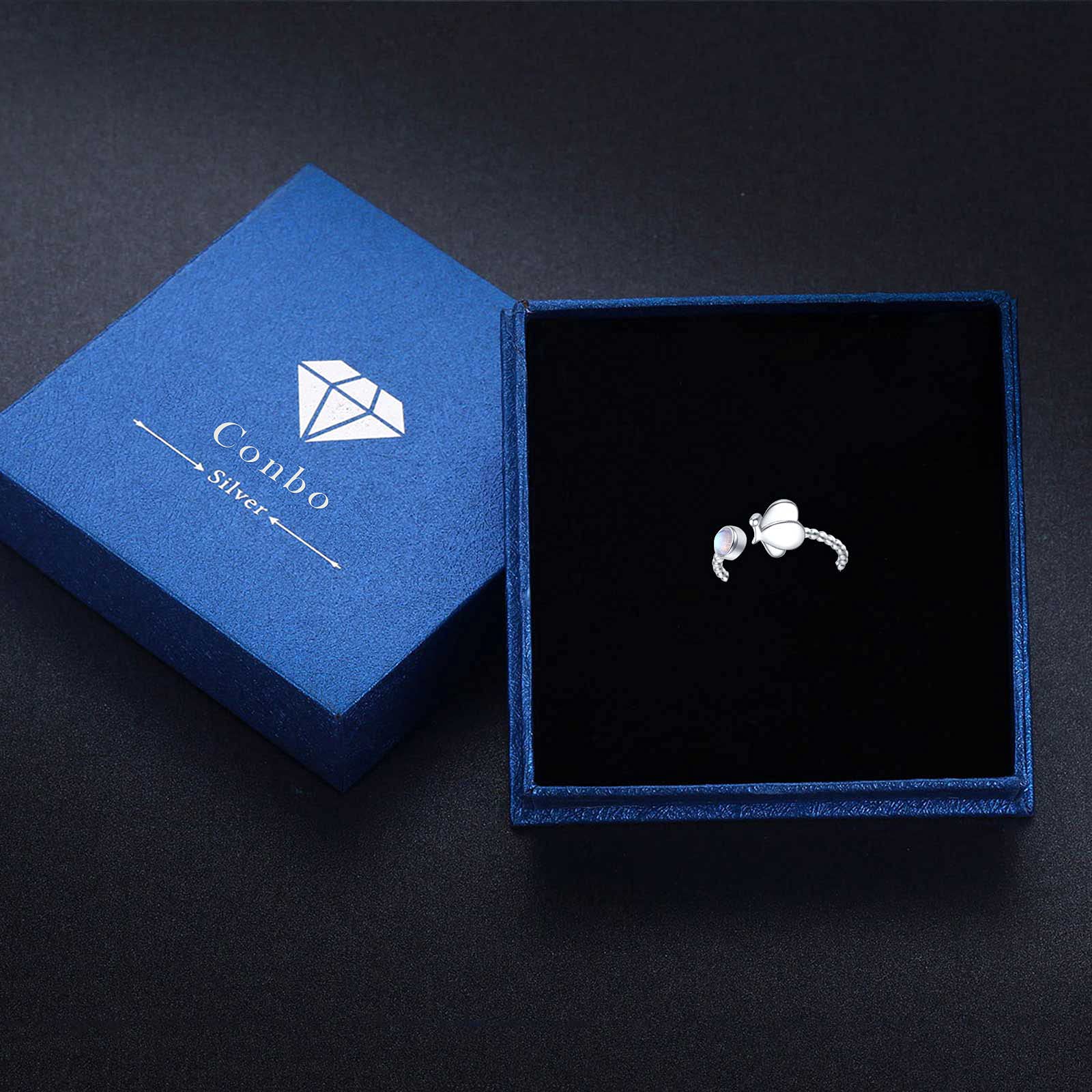 Butterfly Open Rings for Women Adjustable Open Ring 925 Sterling Silver Jewelry Gifts for Wife