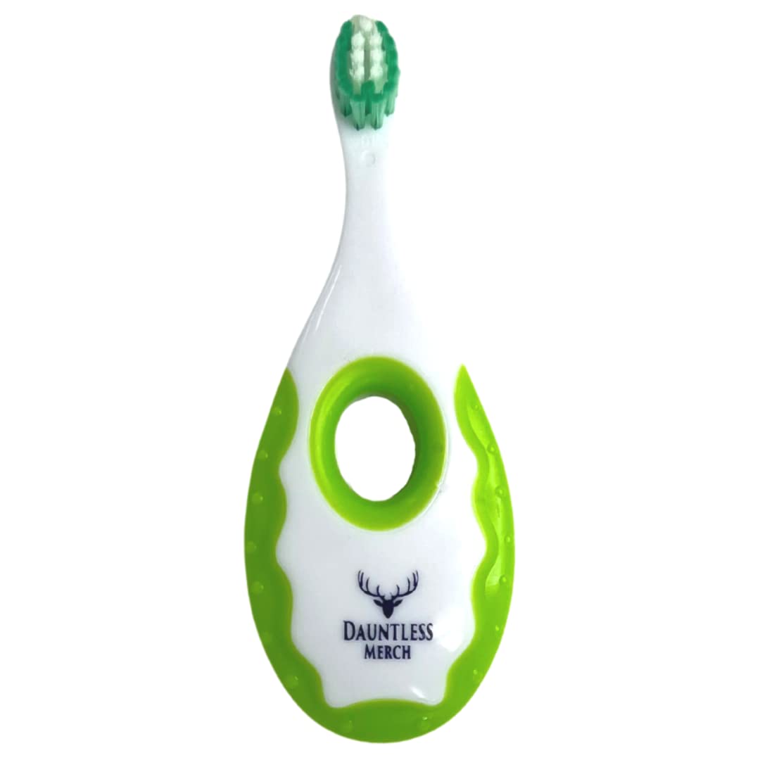 Dauntless Merch Easy to Grip Baby Toothbrush, and Fluoride Free Toddler Training Toothpaste, Mild Fruit Flavor, 1.75 oz. Starter Set.