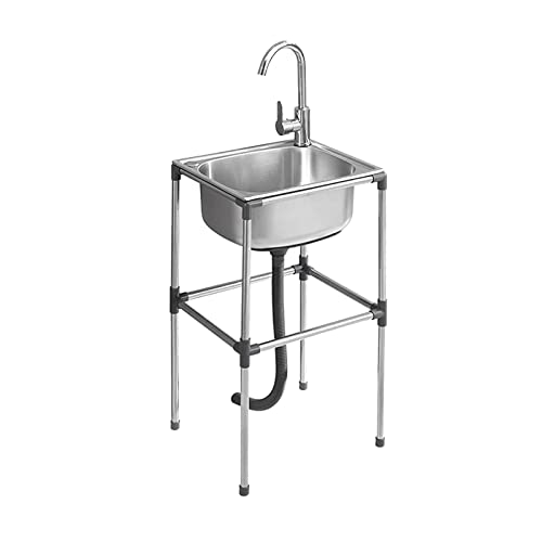 Stainless Steel Small Sink Kitchen Basin With Stand, Home Simple Laundry Sink With Faucet, Ready Practical Freestanding Vanity Multipurpose Sink, Commercial Sink For Laundry/Backyard/Garage (Size