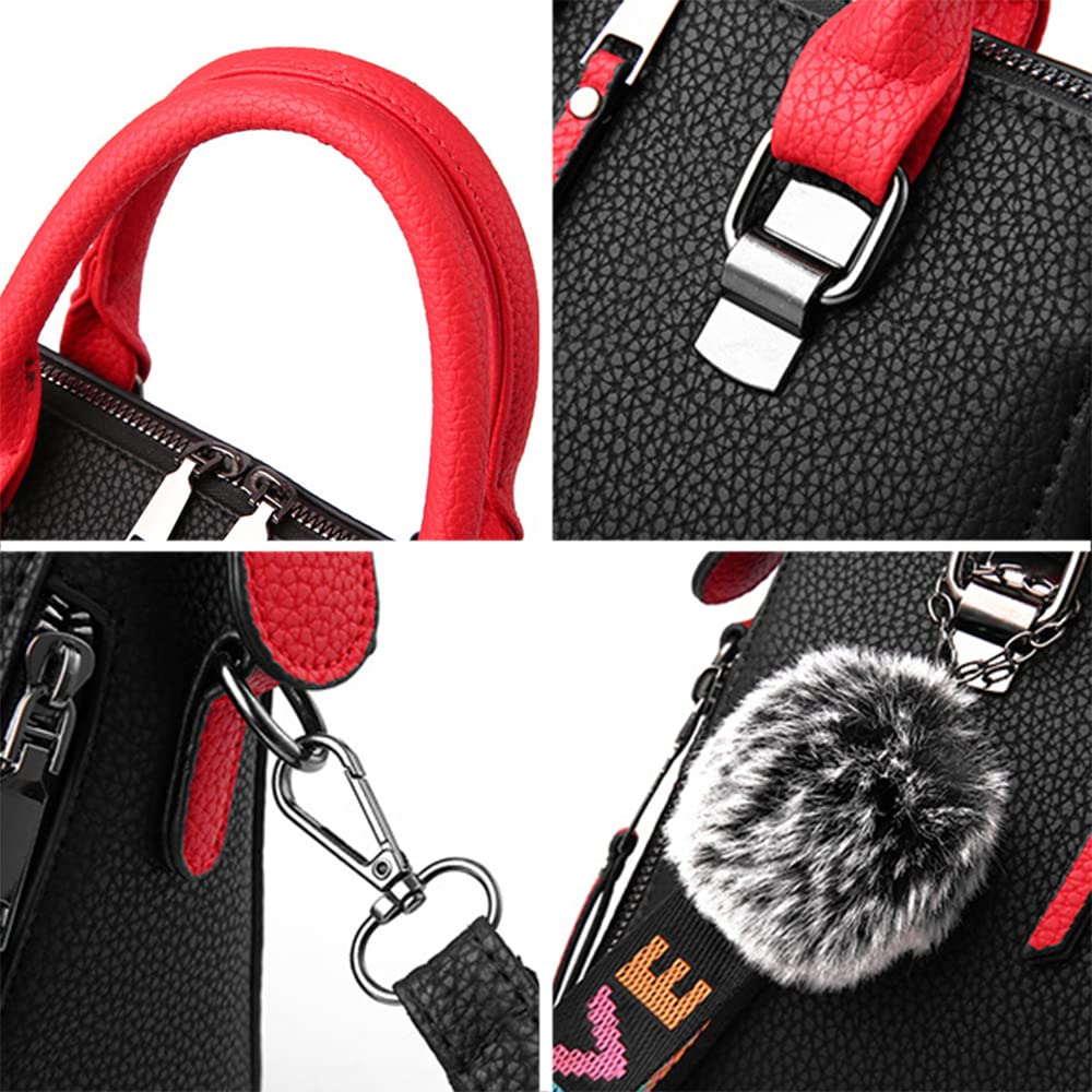 YAQUNICER Small Top-Handle Handbags Hobo Clutch Satchel for Women Purse Faux Leather Shoulder Crossbody Bag-Red