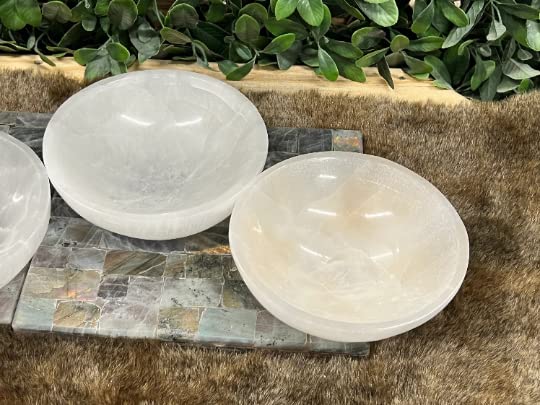 CrystalsAhoy Selenite Charging Bowls, XL Large Medium or Small versions available, 2" 3" 4" 6" and 8" options (5.5-6")