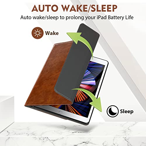 Compatible with New iPad 9th/8th/7th Generation Case 10.2'', KUAELEN Protective iPad 10.2 inch Case with Soft TPU Back, with 360 Degree Rotatable Stand -Brown