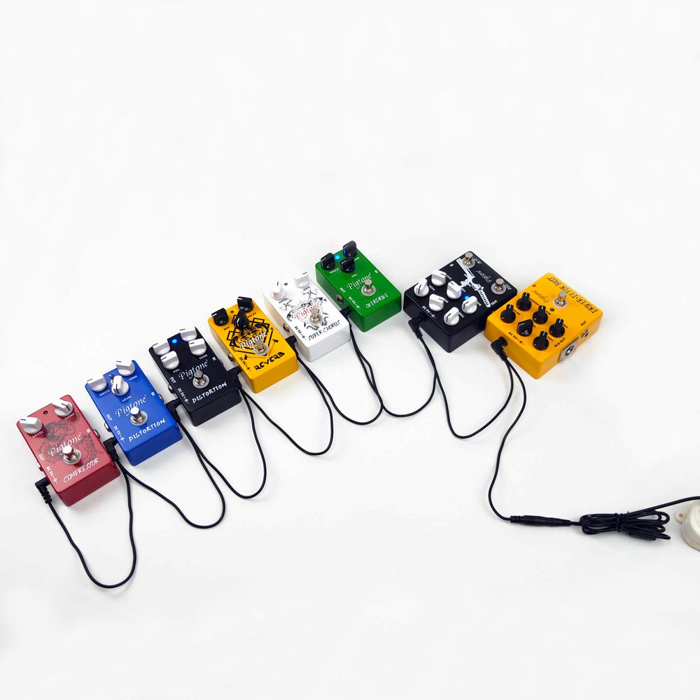 pigtone 1 to 8 Way Daisy Chain Cable Guitar Effect Pedal Power Supply Splitter Cable Adapter Power Cable Black
