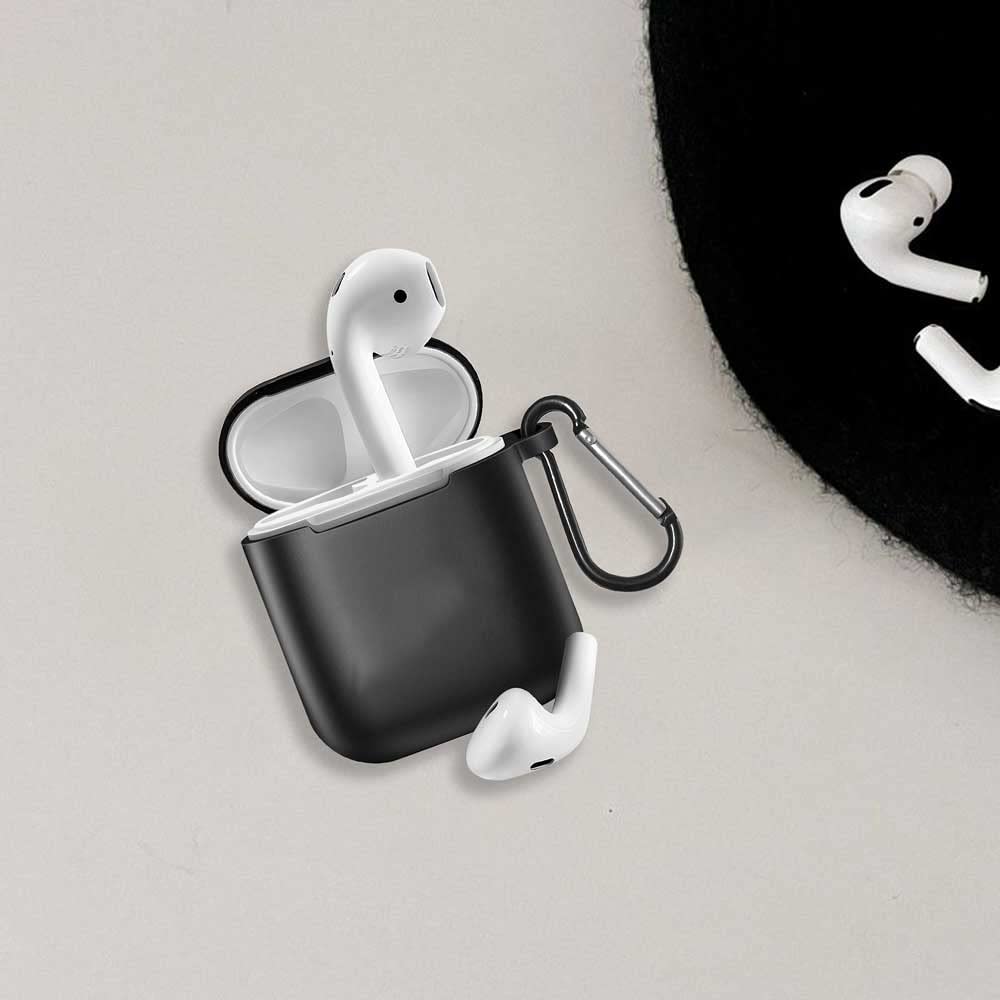 Compatible with AirPod Case Cover, Cool Sports Brand Full-Body Soft Silicone Shell Protective Case Cover with Keychain for AirPods 2&1, Black