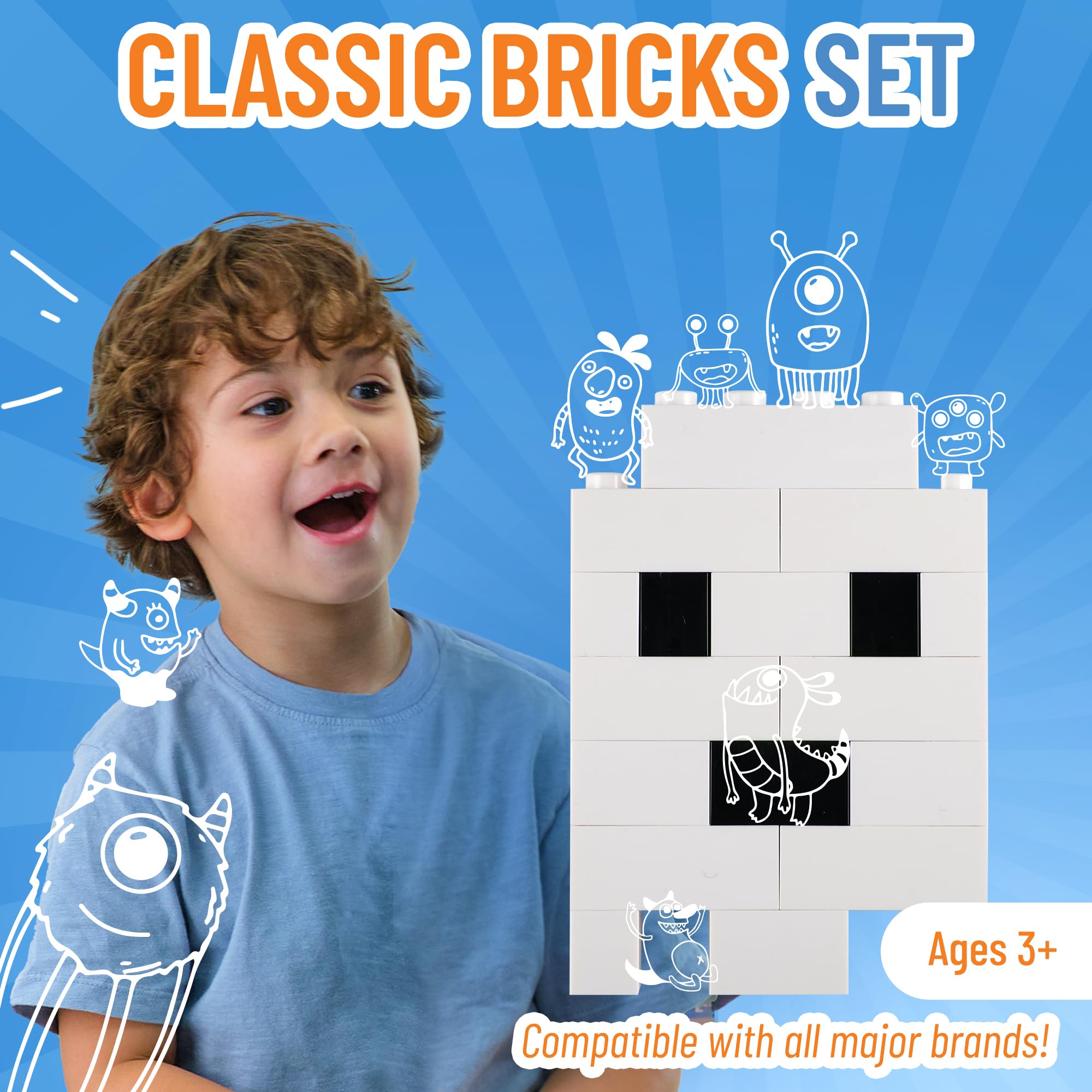 Strictly Briks Compatible with Lego Toy Building Block, Halloween Ghost Bricks, 15 Trick or Treat Goody Bags, 18 Pieces per Pack, 100% Compatible with All Major Brands, for Kids Ages 4+
