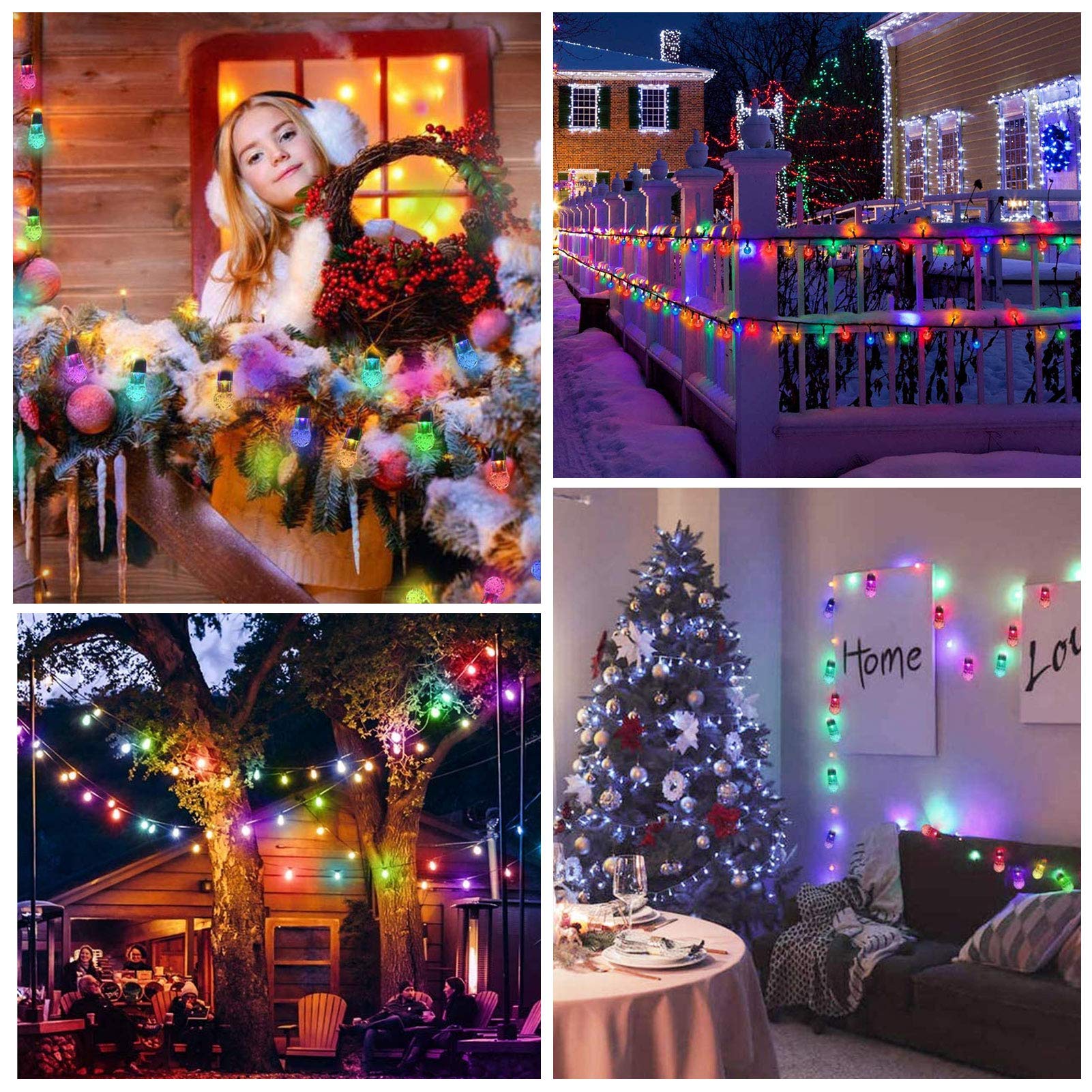 SLASHOME Solar String Lights Outdoor, 28.8Ft 30LED Waterproof Globe Fairy Lights, Solar Powered Lights with 8 Modes Light for Garden Porch Party Decor