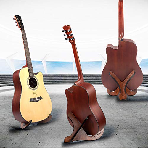 CAHAYA Guitar Stand Universal Wooden Guitar Stand X-Frame Style Portable String Instrument Holder with Soft Rubber Covering for Acoustic Classical Bass Guitars CY0180