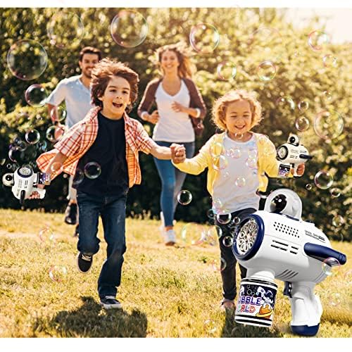 Bubble Machine Gun with Light Automatic Bubble Maker for Kids Toddle Ages Over 3 Years Birthday Gift with 1 Bubble Solution Bubble Blower for Party Space Bubble Machine Gun for Boys Girl Birthday Gift