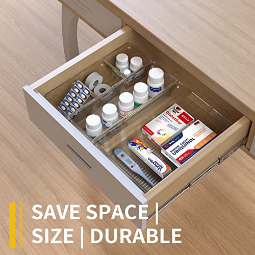 Kzemtcuo 16 Pcs Drawer Organizer Set 5-Size Non-Slip Bathroom Drawer Tray Dividers Versatile Storage Bins Plastic Organizers Divider Container For Dresser Makeup Kitchen Junk Drawer Organizer