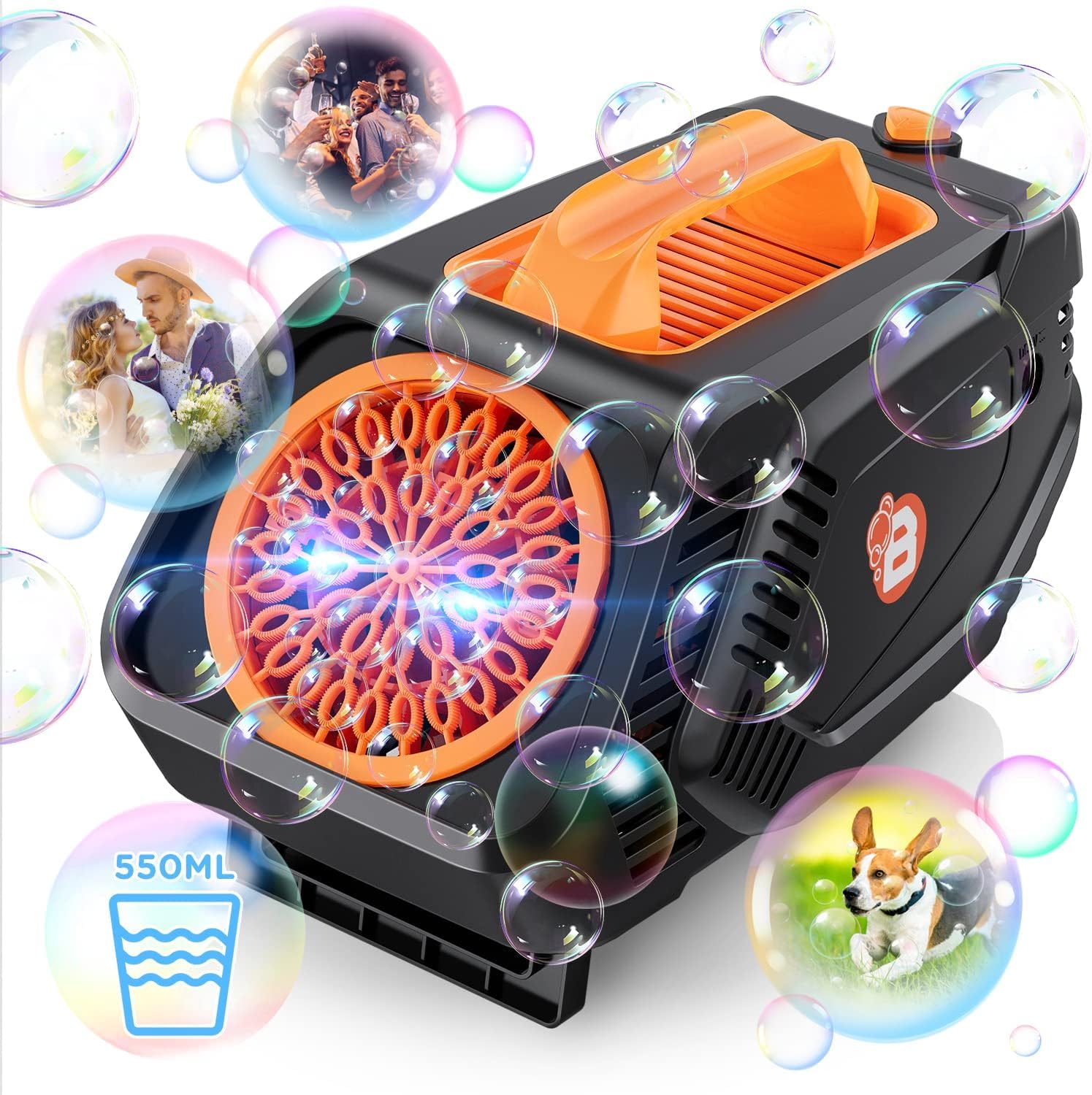 Bubble Machine,20000+ Bubbles Per Minute Bubble Machine for Kids and Toddlers,550ML Large Capacity Bubble Blower,Bubble Maker Machine for Parties Wedding Birthday-Indoor & Outdoor