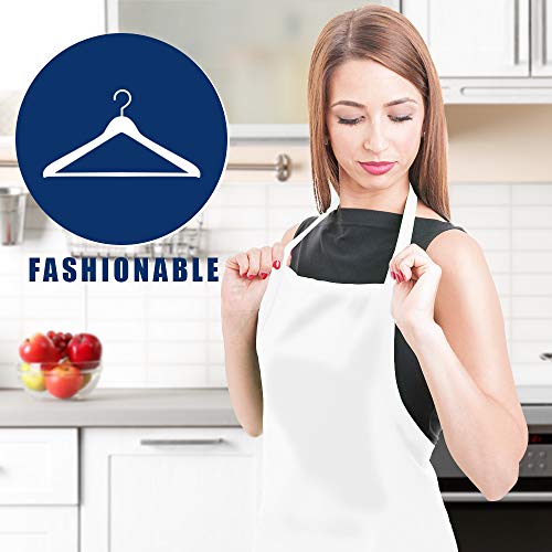 Wealuxe White Apron without Pockets 2 Pack, Professional Bib Apron Bulk, Cooking Aprons for Women and Men, Adult Chef Apron for Kitchen and Restaurant