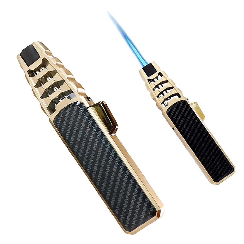 Butane Torch Lighter - Windproof Lighter, Refillable Adjustable Jet Flame Solar Beam Torch for Kitchen Candle Camping BBQ, Men Gift (Not Gas),1 PCS (Golden Black)