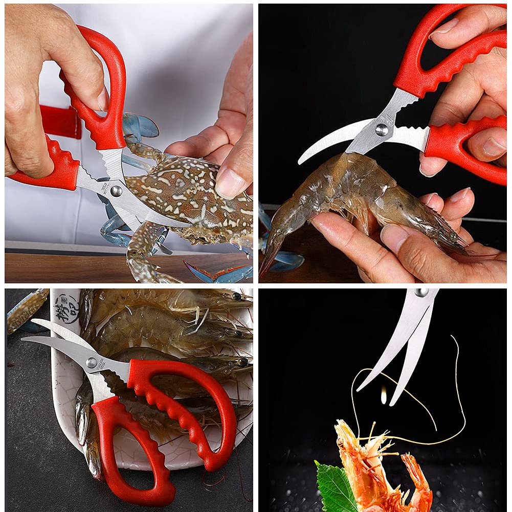 Crab Leg Crackers and Tools, Seafood Tools Set and Picks Set includes 2 Crab Crackers, 2 Lobster Shell Forks, 2 Crab Leg Forks, 2 Seafood Scissors and 1 Storage Bag