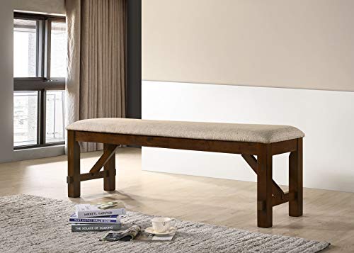 Roundhill Furniture Karven Solid Wood Dining Bench, Brown