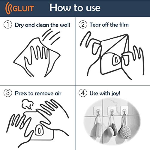 GLUIT Adhesive Hooks Medium 6 Pack and Large 6 Pack for Hanging Heavy Duty Wall Hooks 22 lbs Self Adhesive Towel Hook Waterproof Transparent Hooks for Keys Bathroom Shower Outdoor Kitchen