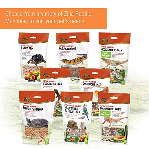 Zilla Reptile Food Munchies Mealworms for Pet Bearded Dragons, Leopard Geckos, Chameleons, Large Tropical Fish & Birds, 3.75-Ounce