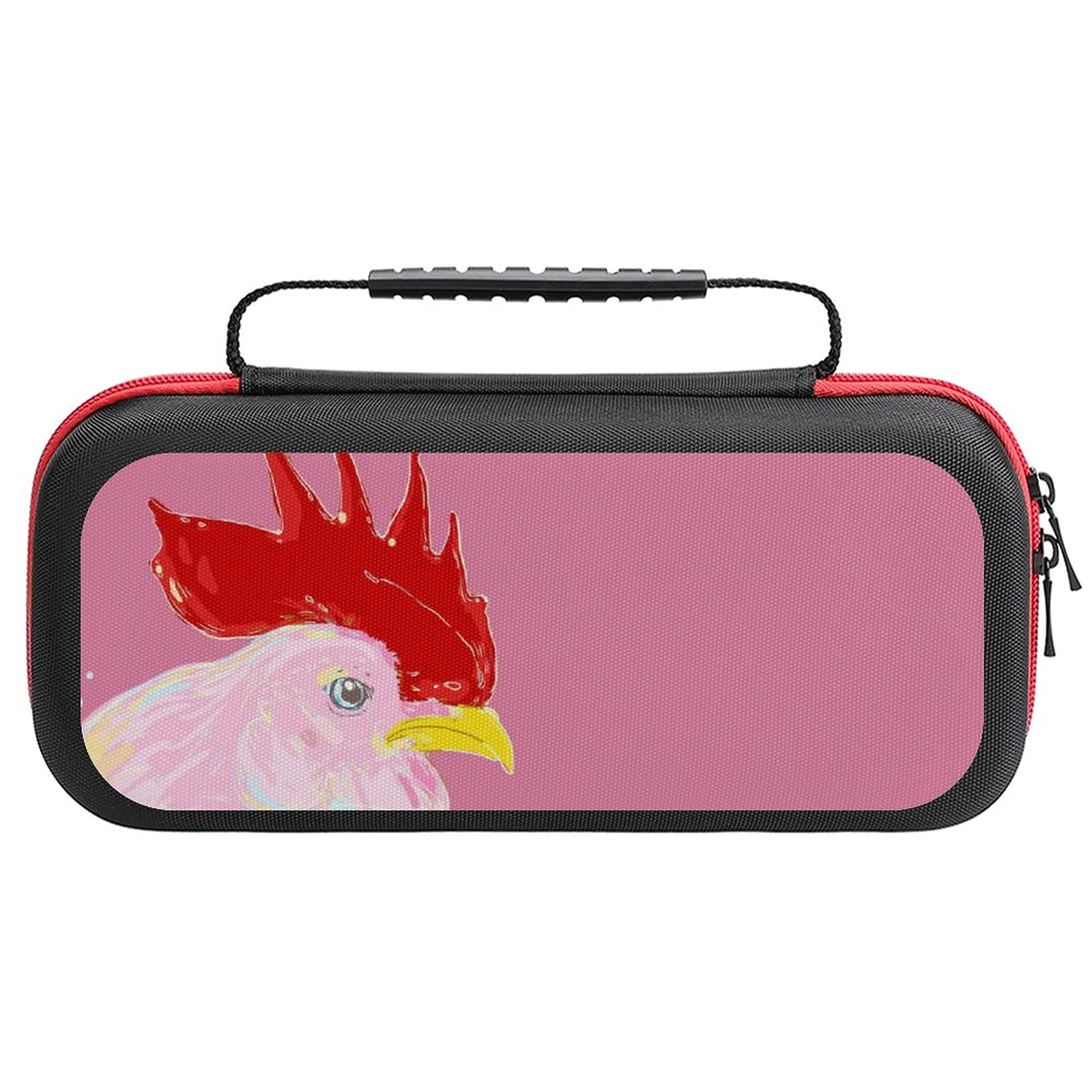Chicken Pink Rooster Travel Carrying Case Game Bag for Nintendo Switch Console Accessories Holds 20 Game Card Bag