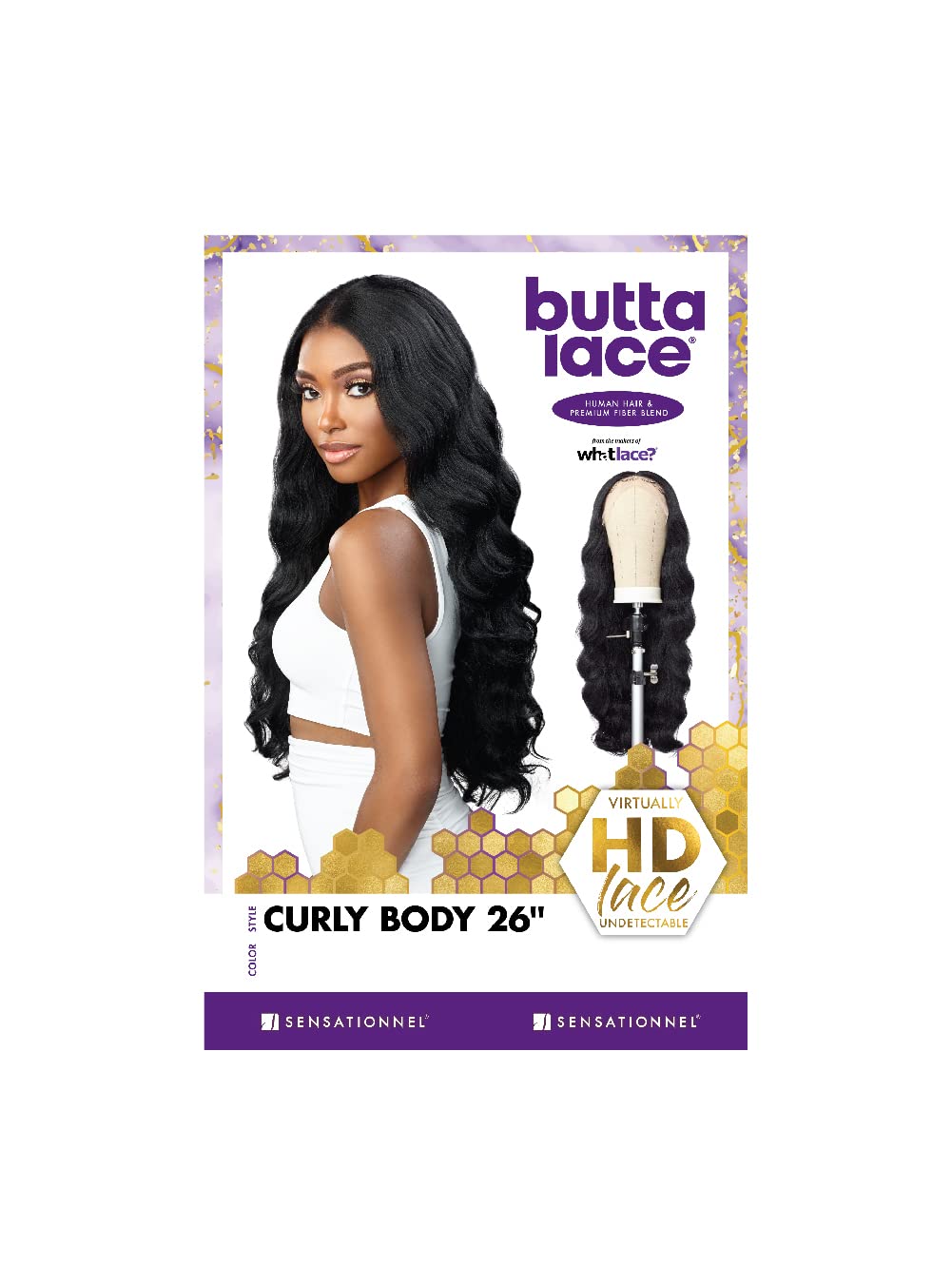 BUTTA LACE Sensationnel Human Hair Blend - Curly Body 26" (1B)