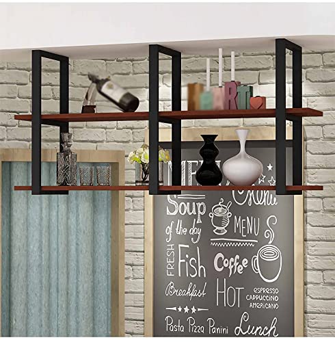 Guuurrrg Ceiling Mount Shelf Industrial Style PB9rrling Mounted Storage Shelf, Bar Kitchen Restaurant Hanging Decorative Flower Stand, Easy to Install (Black 100 x 28 x 80cm)
