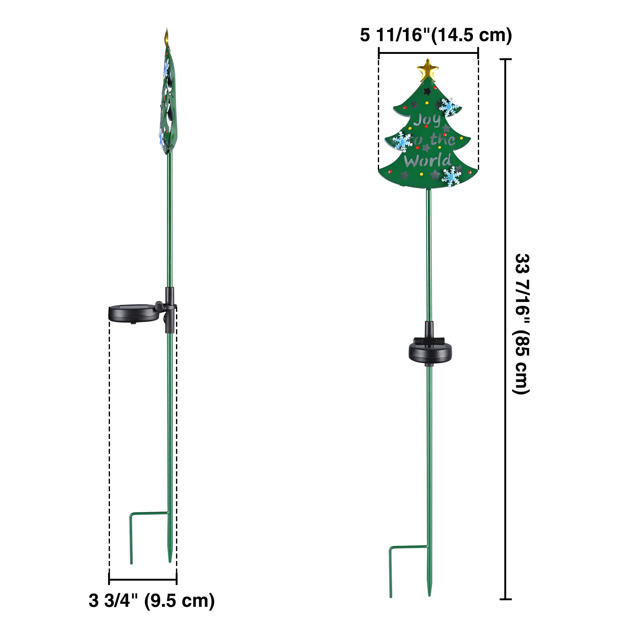 Yescom 4 Packs Solar Christmas Tree Stake Lights Solar Pathway Lights Waterproof Solar Stakes Lights for Outdoor Patio Garden
