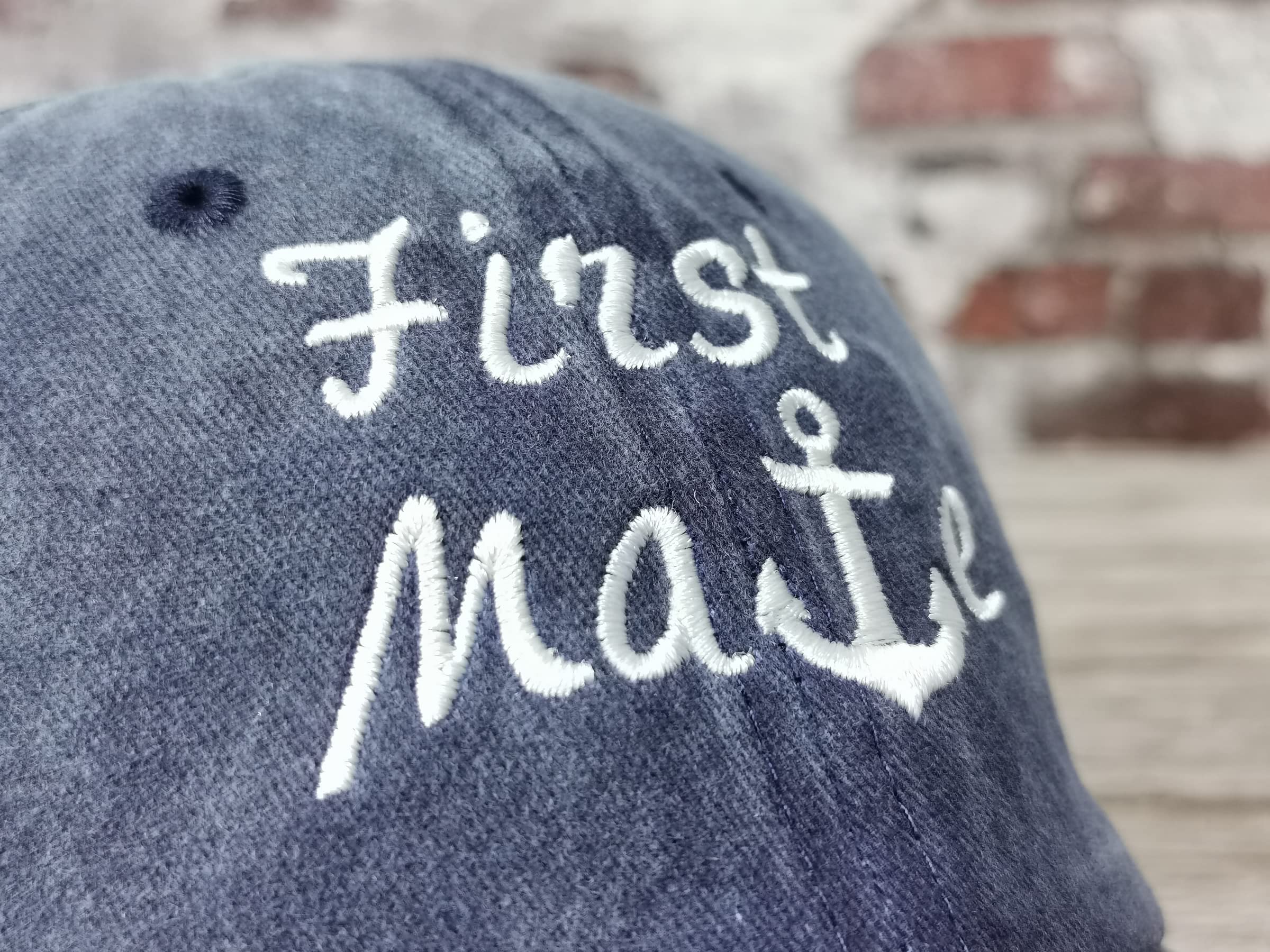 Captain & First Mate Anchor Hats for Couples, Navy Blue Embroidered Matching Boating Baseball Caps, Sailing Gift