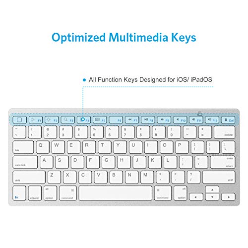 OMOTON Ultra-Slim Bluetooth Keyboard for iPad 10.2(9th/ 8th/ 7th Generation)/ 9.7, iPad Air 4th Generation, iPad Pro 11/12.9, iPad Mini, and More Bluetooth Enabled Devices, White