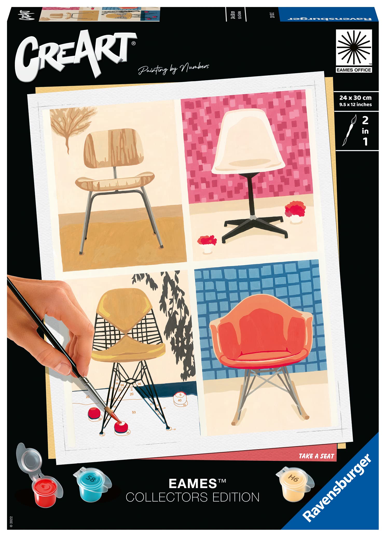 Ravensburger CreArt Eames Take a Seat Paint by Numbers Kit for Adults - Painting Arts and Crafts for Ages 12 and Up