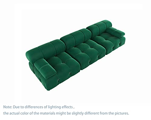 JACH 104" Convertible Modular Sectional Sofa, Minimalist Mid-Century Velvet Sofas Couches, Luxury Modern 3-Seat Wide Couch Sectional for Living Room Bedroom Office Apartment (Green)