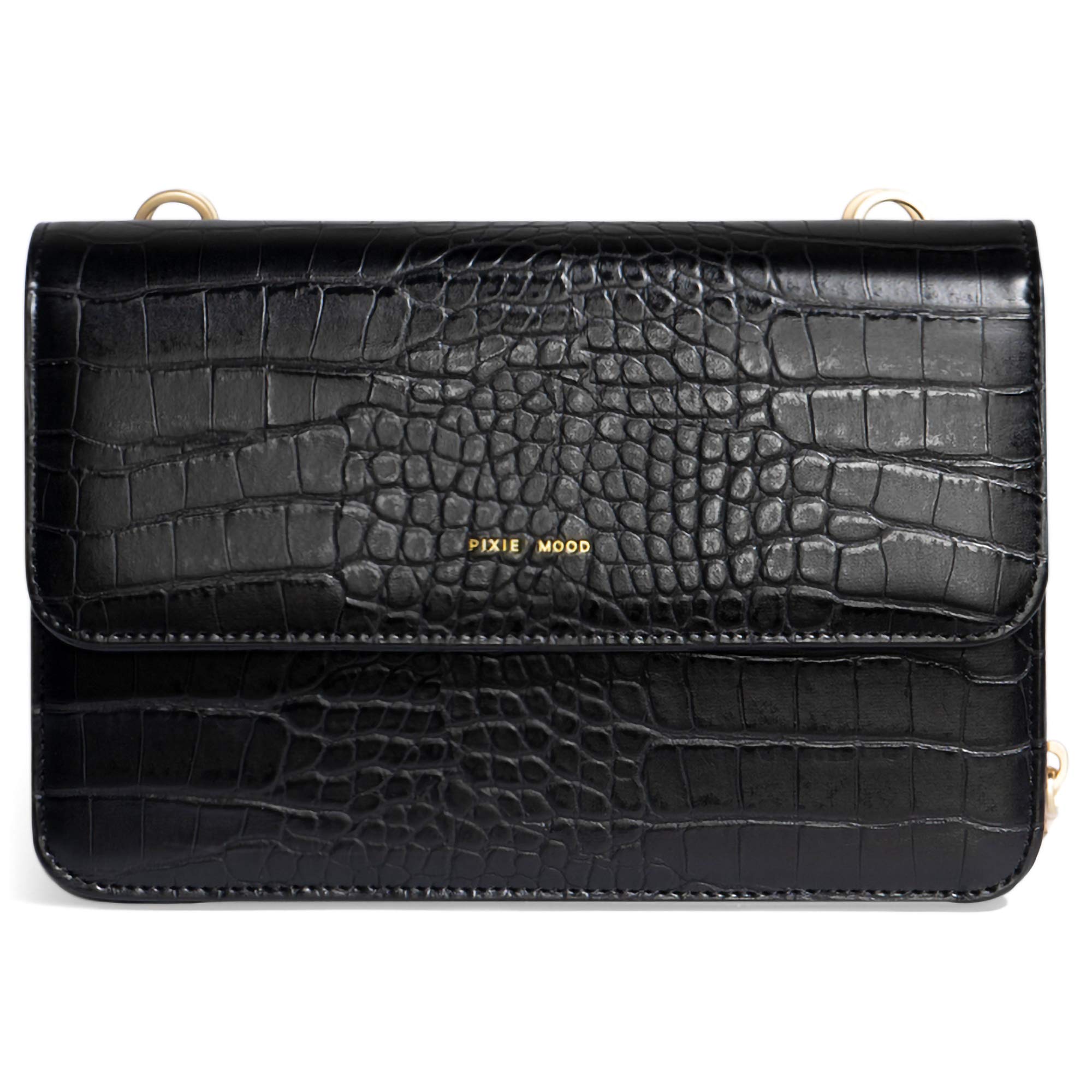 Pixie Mood Jane 7.5 x 5.13 Vegan Leather 2-in-1 Crossbody Wallet Purse, Black