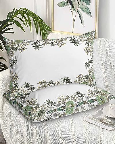 Edwiinsa Tropical Plants Pillow Covers King Standard Set of 2 20x36 Bed Pillow, Summer Lemon Tree Teal Peacock Plush Soft Comfort for Hair/Skin Cooling Pillowcases with Envelop Closure