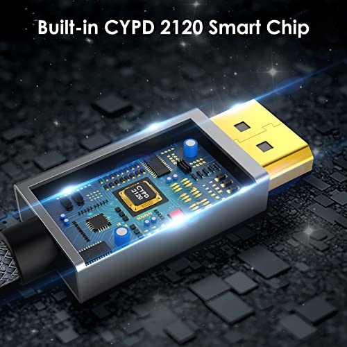 Dbilida VESA Certified 8K USB C to DisplayPort 1.4 Cable 6.6 ft, Support 8K@60Hz, 4K@240Hz 165Hz, 2K@240Hz, [Thunderbolt 4/3 Compatible] 32.4Gbps for iPhone 15/Plus/Pro/Pro Max, MacBook Pro M1 M2,etc