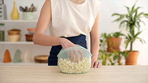 Hugger Bags Silicone Reusable Lunch & Snack Bag by Food Huggers | Durable Storage, BPA Free, Dishwasher & Freezer Safe, Stand-Up Resealable Produce Pouch | Small 13 fl oz, Champagne