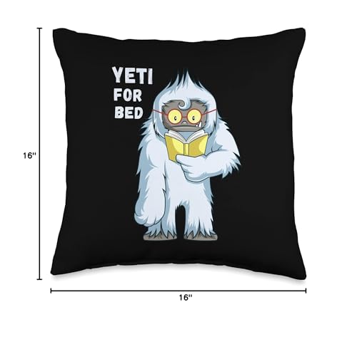 Yeti For Bed Funny Book Lover Abominable Snowman Reading Fun Throw Pillow