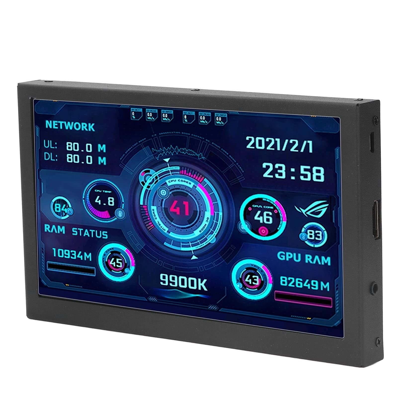Computer Display Monitor, Auto Shutdown PC Secondary Screen 7in Stepless Bright Adjustment for Home