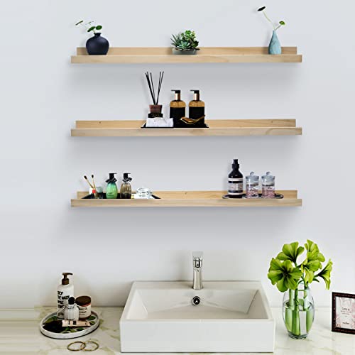 FISHFRUIT 36-in Floating Shelf, Wall-Mounted Wall Shelf, Picture Ledge, 3-Piece of The Same Size for Home Decoration, Bedrooms, Office, Living Room