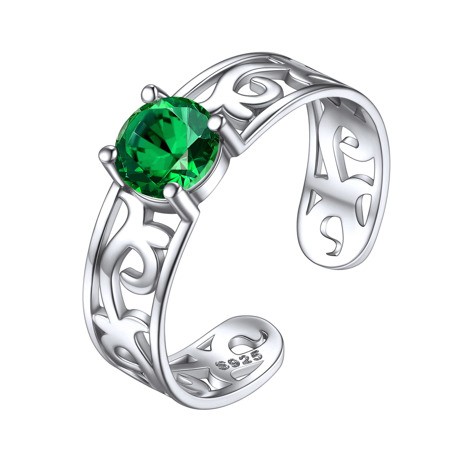 ChicSilver 925 Sterling Silver June Birthstone Ring 6MM Dainty Round Created Alexandrite Celtic Eternity Ring Wedding Band for Women Adjustable