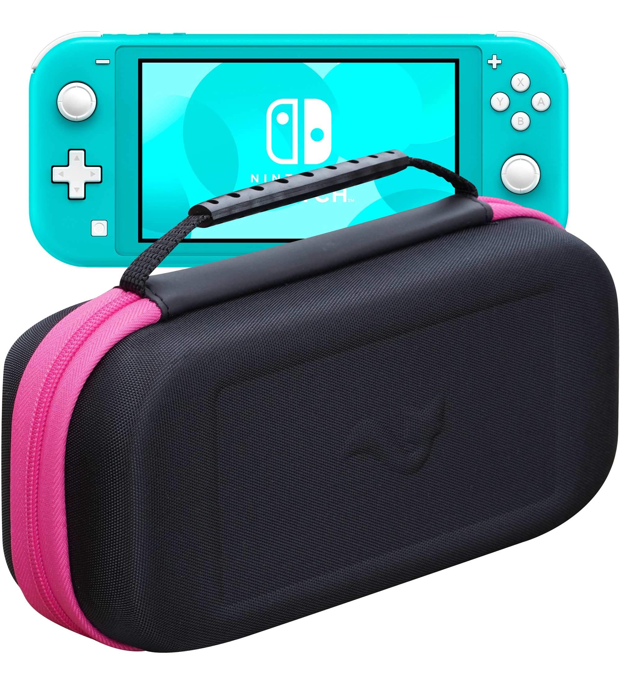 ButterFox Large Carrying Case for Nintendo Switch Lite, Fits Charger, Compatible with Hori Duraflexi Protector, Large Storage Pouch for Switch Lite Accessories (Pink/Black)