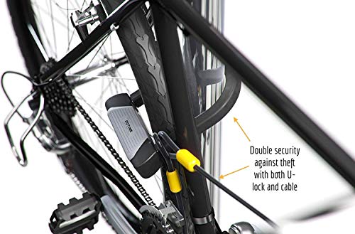 Bike U-Lock - Sigtuna Bike Lock Heavy Duty Anti-Theft with 4ft/1.2m Cable, Bicycle U-Lock with Sturdy Mounting Bracket for Mountain Bikes, Ebikes, Scooters