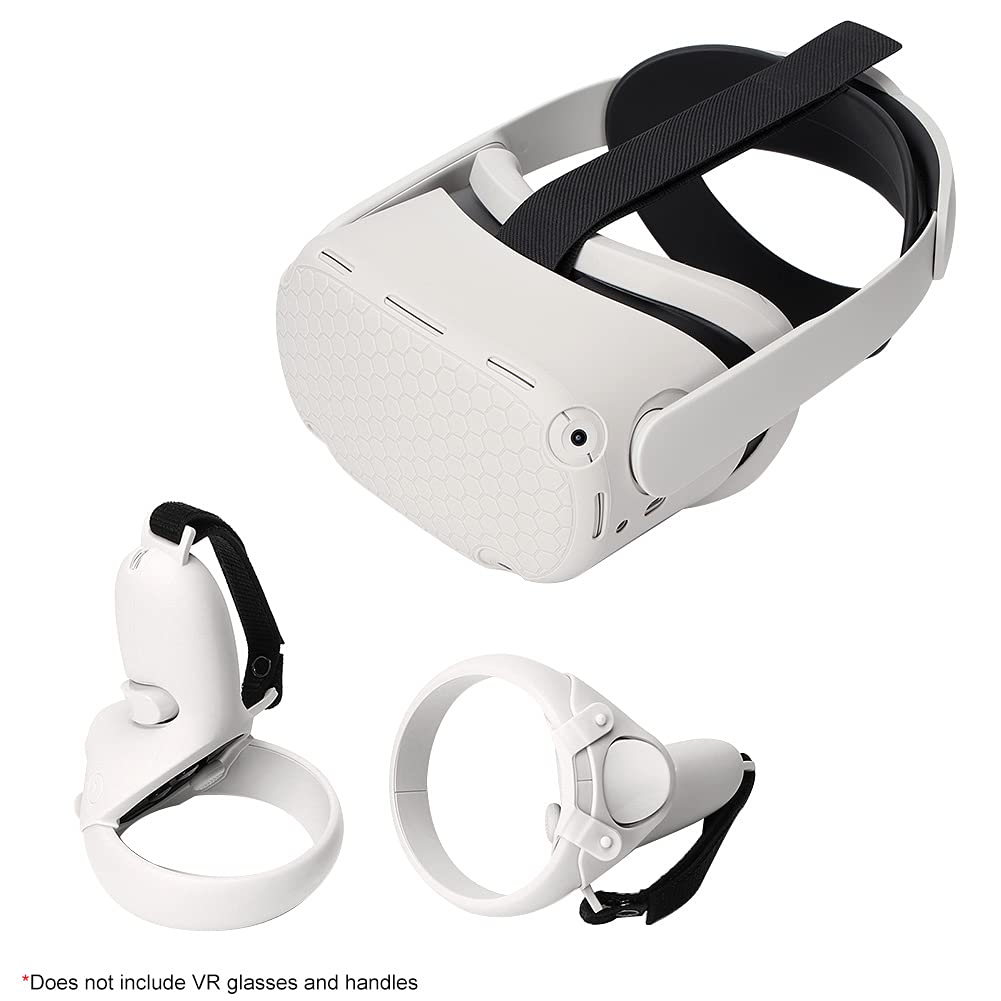 BWWNBY Soft Silicone Game VR Accessories Facial Pad Protective Cover Set VR Headset Cover Fit for Oculus Quest 2(Black)