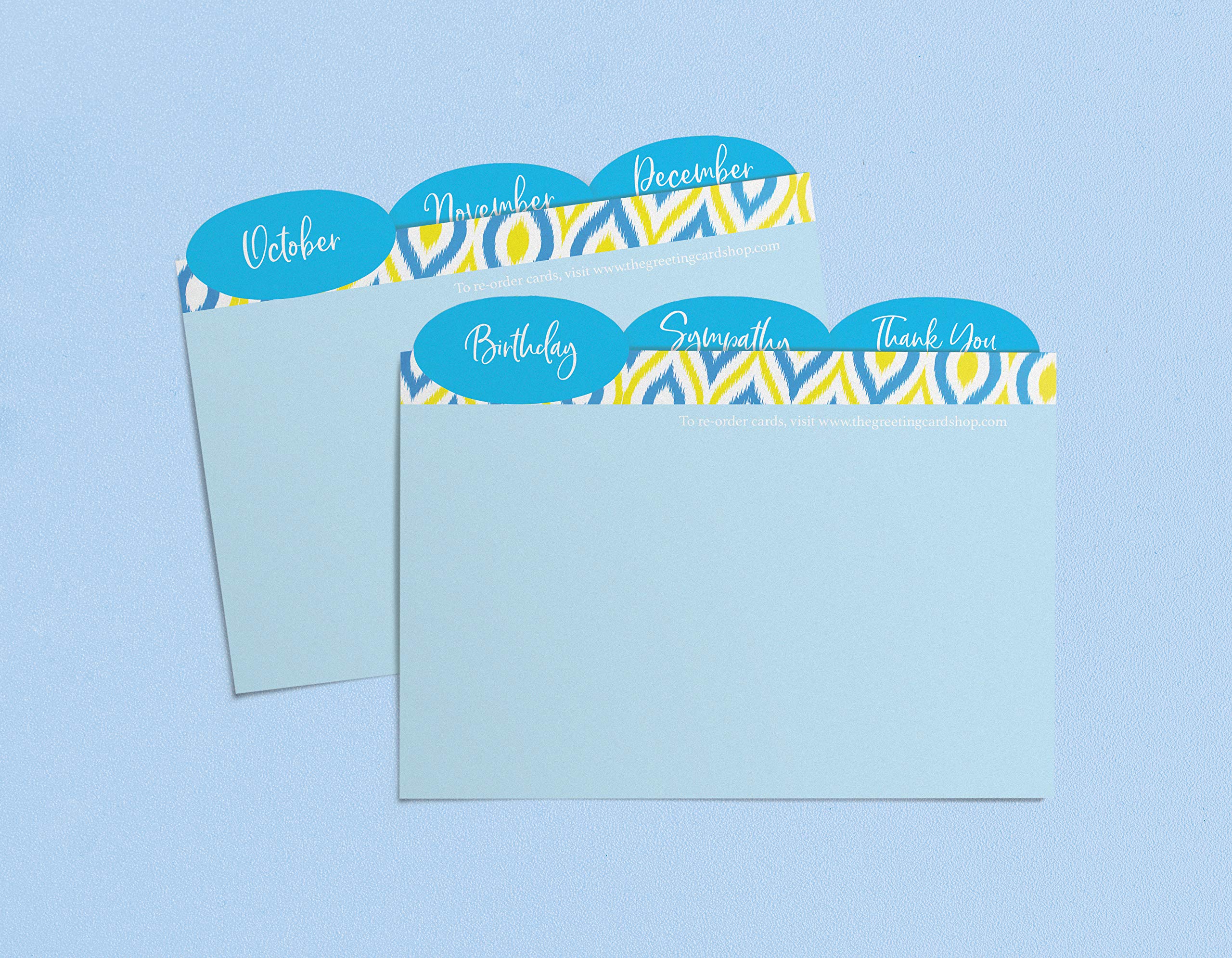 Designer Greetings Greeting Card Organizer Box with Dividers and Calendar, Peacock Design (Holds Up to 40 Greeting Cards, 5.5” x 7.25” or Smaller)