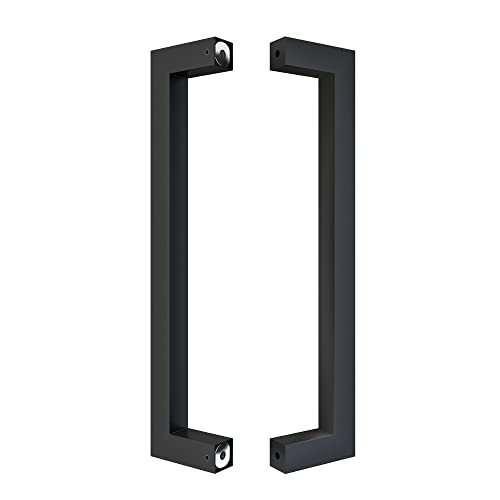 JUBEST 12" Matte Black Push Pull Bar Handle,Sliding Barn Door Handle,Heavy Duty Double Sided Door Handle for Wood Door, Garage, Industrial Grab Bar
